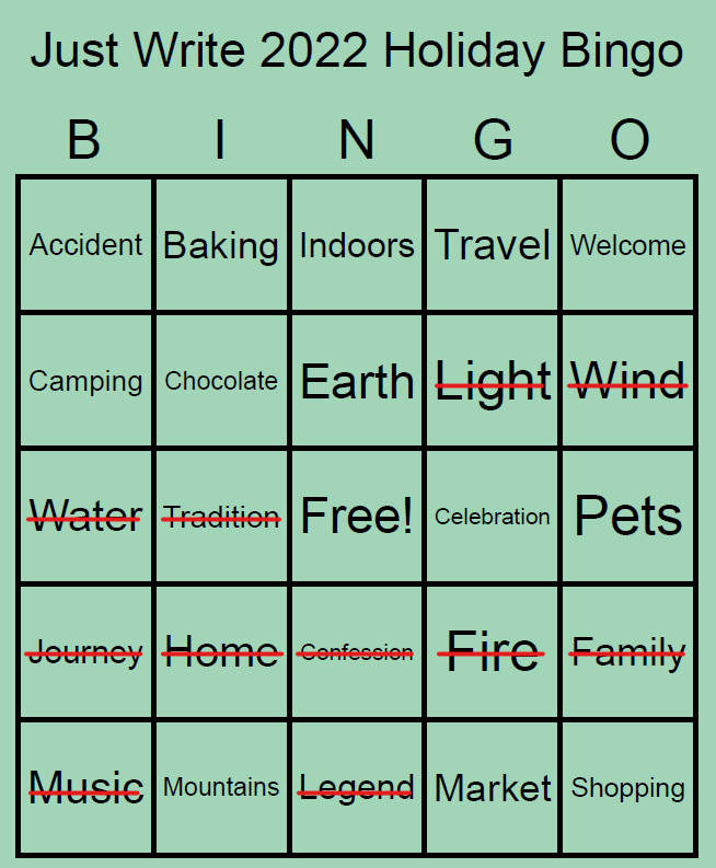 Just Write – Holiday Bingo [Art Card] – Lillikira / Silver Dragonfly